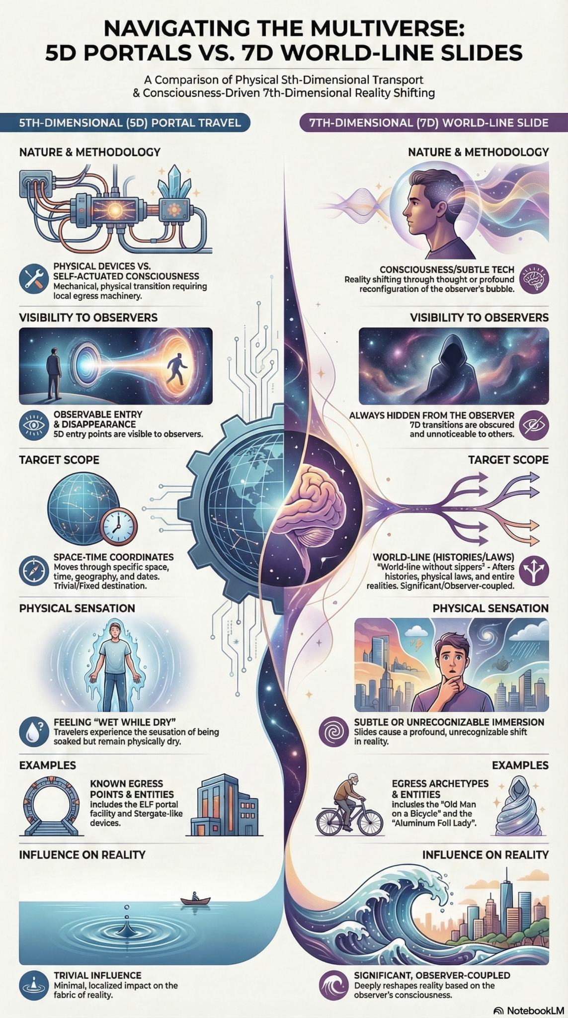 Infographic on 5th dimensional travel vs. 7th dimensional travel ...